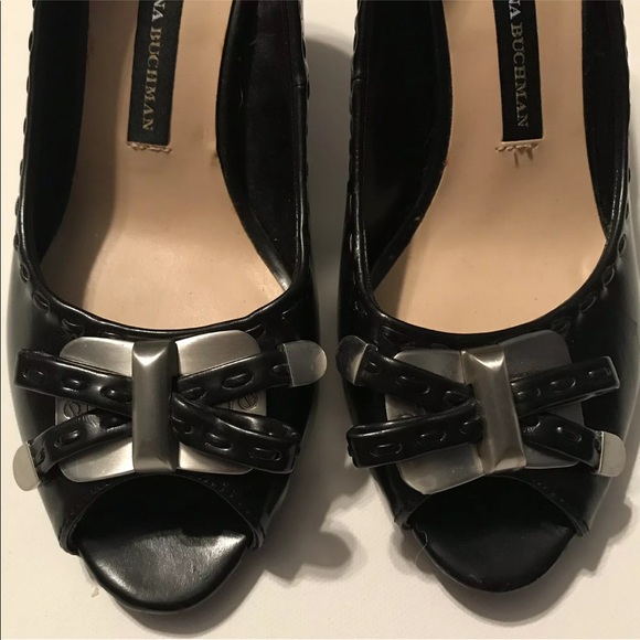 Dana Buchman | Shoes | Dana Buchman Black Edgy Metal Pumps Heels Shoes ...